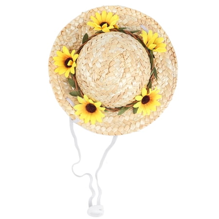 Pet Sombrero Hat Mini Straw Hat Pets Birthday Party Hats with Flowers ...