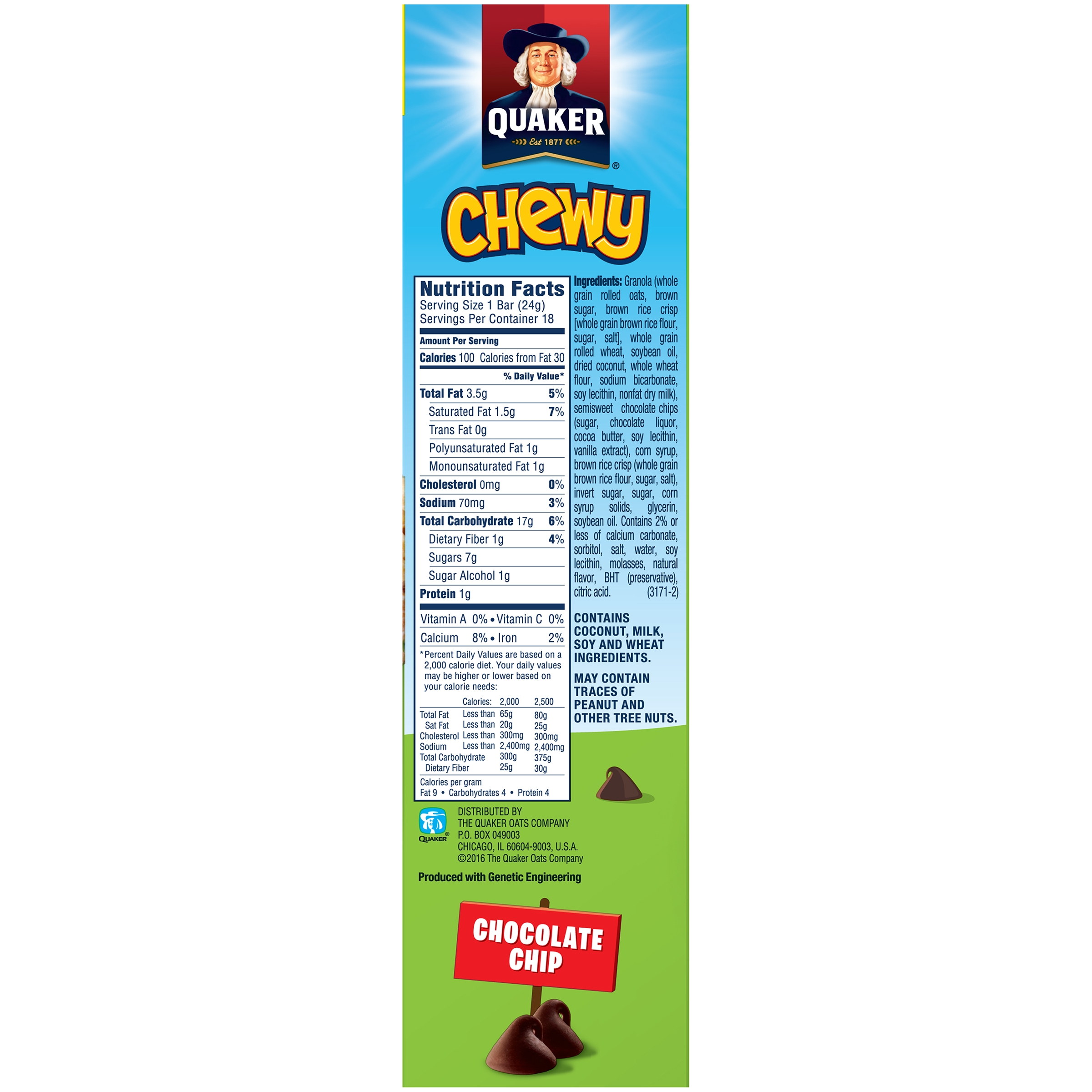 Quaker Chewy Chocolate Chip Granola Bars Nutrition Facts Quaker Chewy Chocolate Chip Granola Bars Nutrition Facts