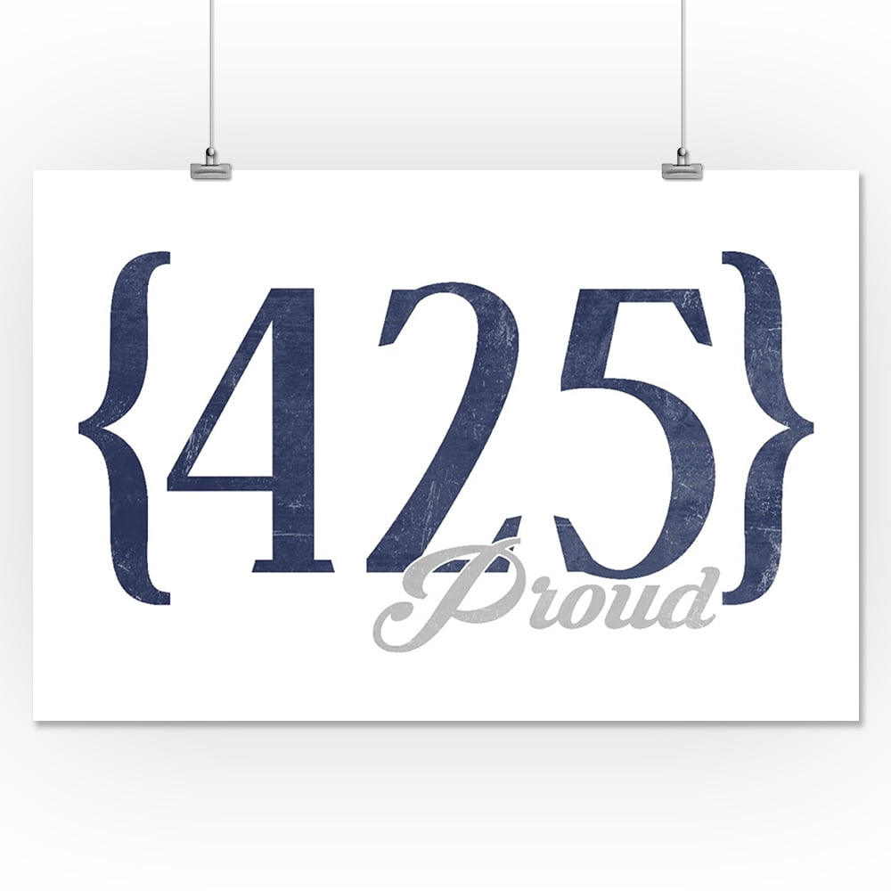 Bellevue, Washington - 425 Area Code (Blue) - Lantern Press Artwork ...