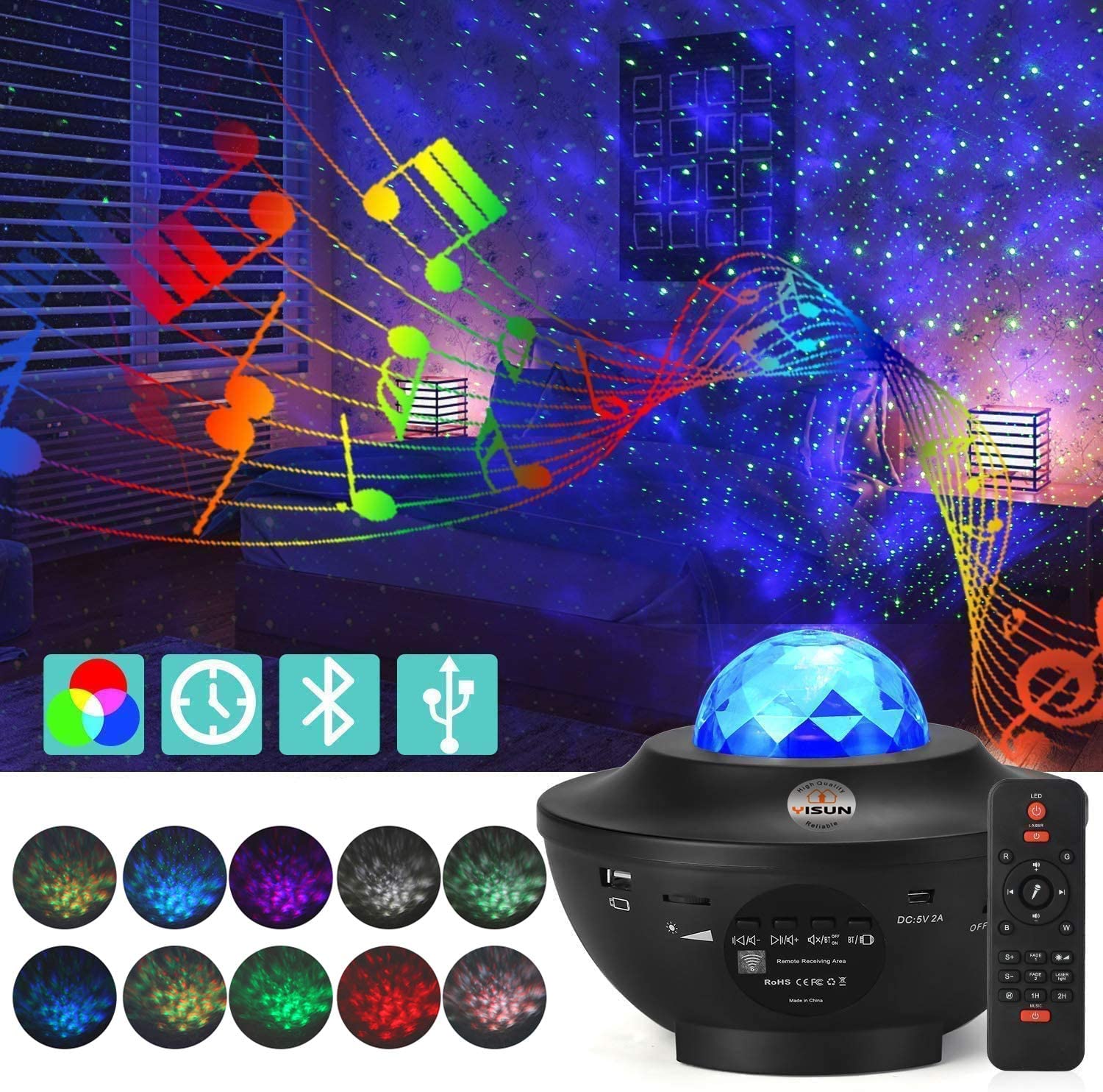 Star Projector, 3 in 1 Ocean Wave Night Light Projector with 21 ...