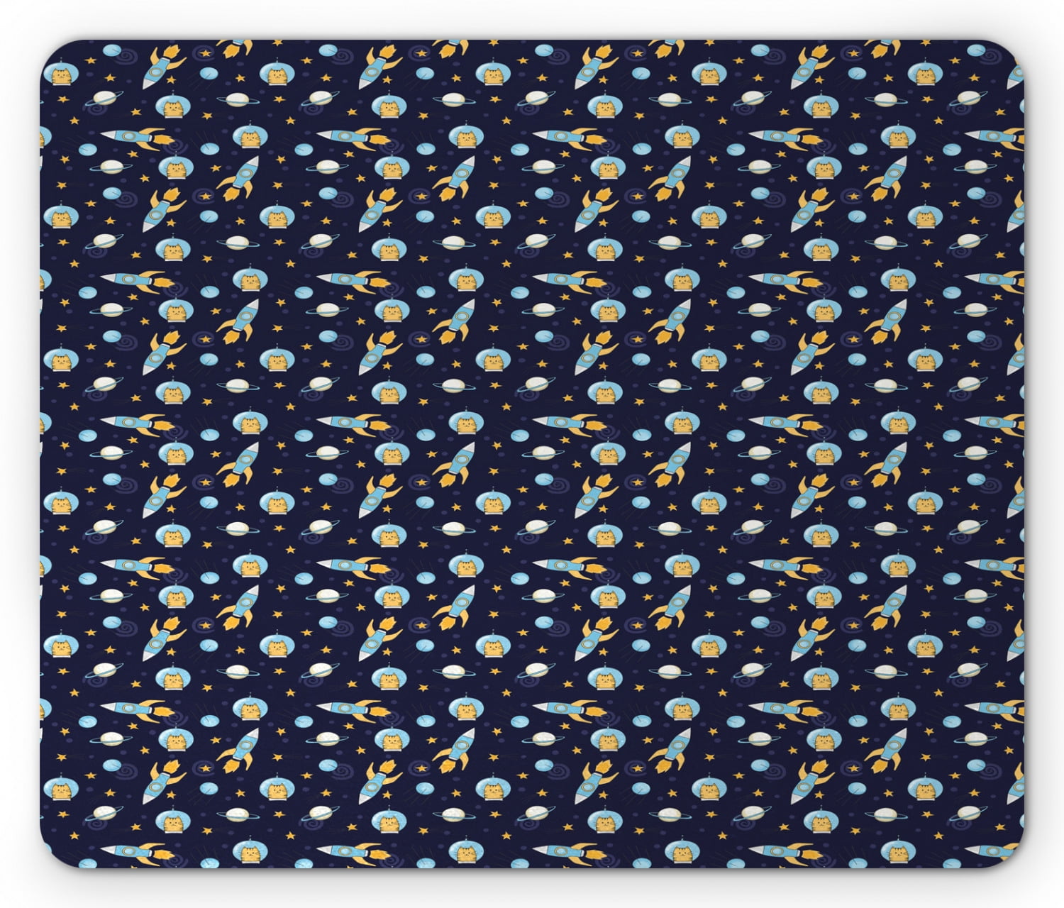 Space Mouse Pad, Cosmonaut Cat Flying to Outer Space Rockets Science ...