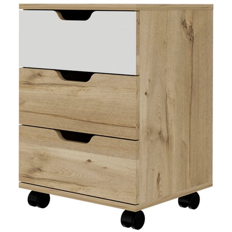 RST Brands Lindon MDF 3-Drawer Filing Cabinet in Oak and White Veneer ...