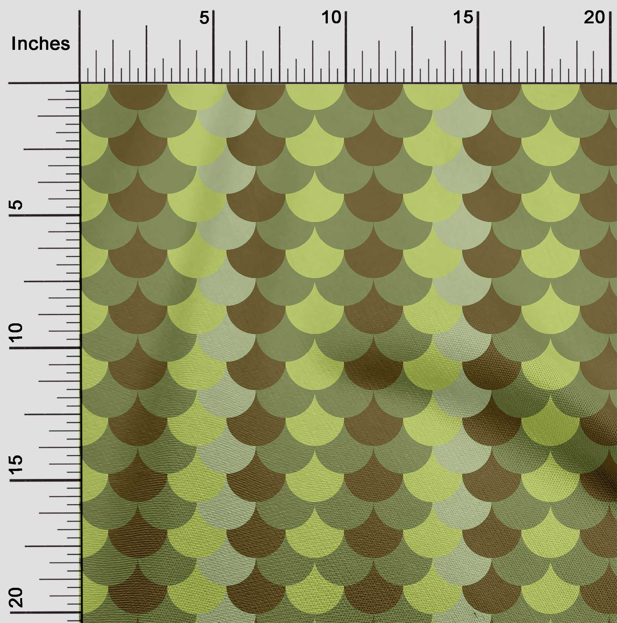 oneOone Cotton Poplin Dark Olive Green Fabric Scales Geometric Sewing ...