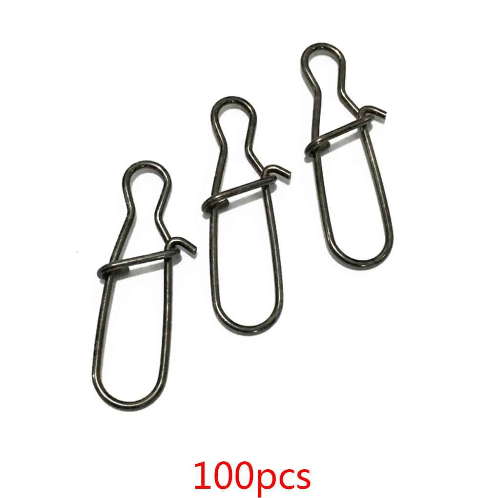 100pcs Stainless Steel Fishing Snaps Fastlock Clip Lures Hooks ...