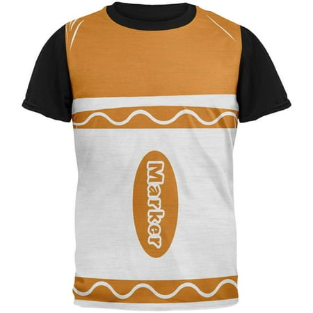 Halloween Marker Costume Orange All Over Mens Black Back T Shirt ...