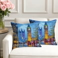 Big Ben Pillow Covers Set of 4, Urban Street Red Bus Impressionist ...