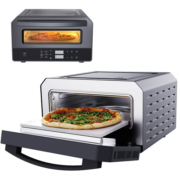 Horno de Pizza Eléctrico, Control Táctil, Temperatura 400°C, 6 Funciones, 12L, Metal y Vidrio ...
