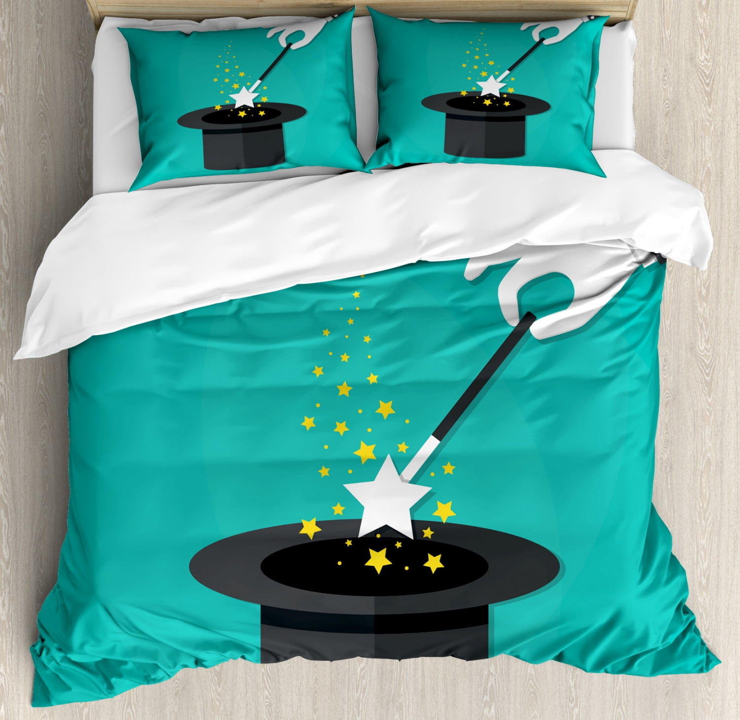 Wizard Duvet Cover Set King Size, Hands in White Gloves Holding a Magic ...