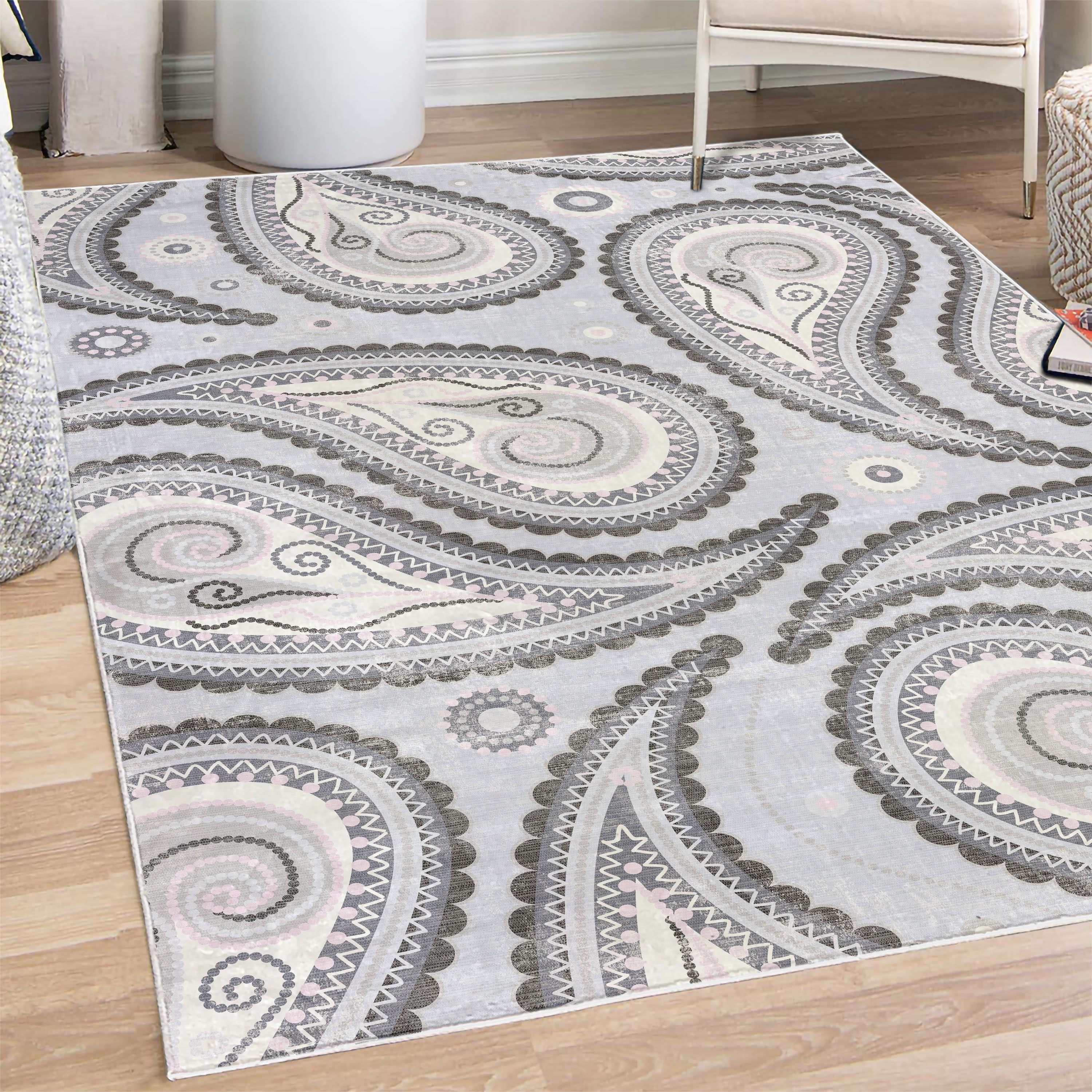 Paisley Decorative Rug, Continuous Fig Like Motifs Pattern Mandala ...