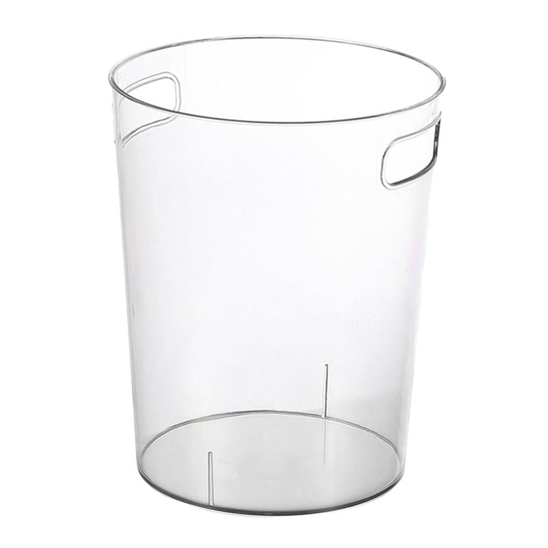 Small Round Transparent Trash Can Desktop Garbage Bin with Handles for ...