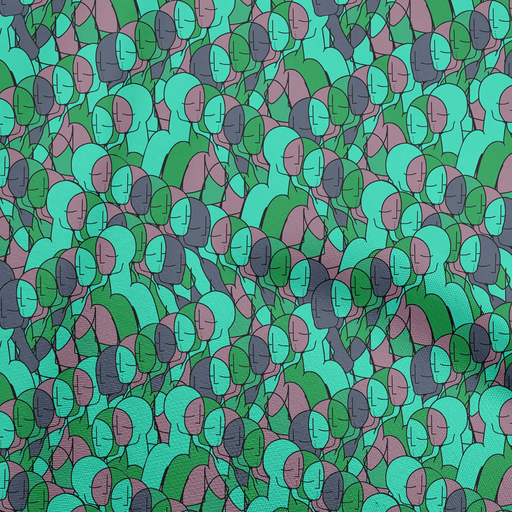 oneOone Cotton Silk Turquoise Green Fabric Abstracts Fabric For Sewing ...