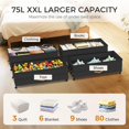 Under Bed Storage Bin Black 2-Pack 75L XXL Adjustable Height Rolling ...