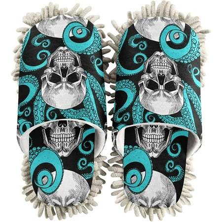 Skull Octopus Mop Slippers Shoes Marine Kraken Sea Monster Day Of Dead ...