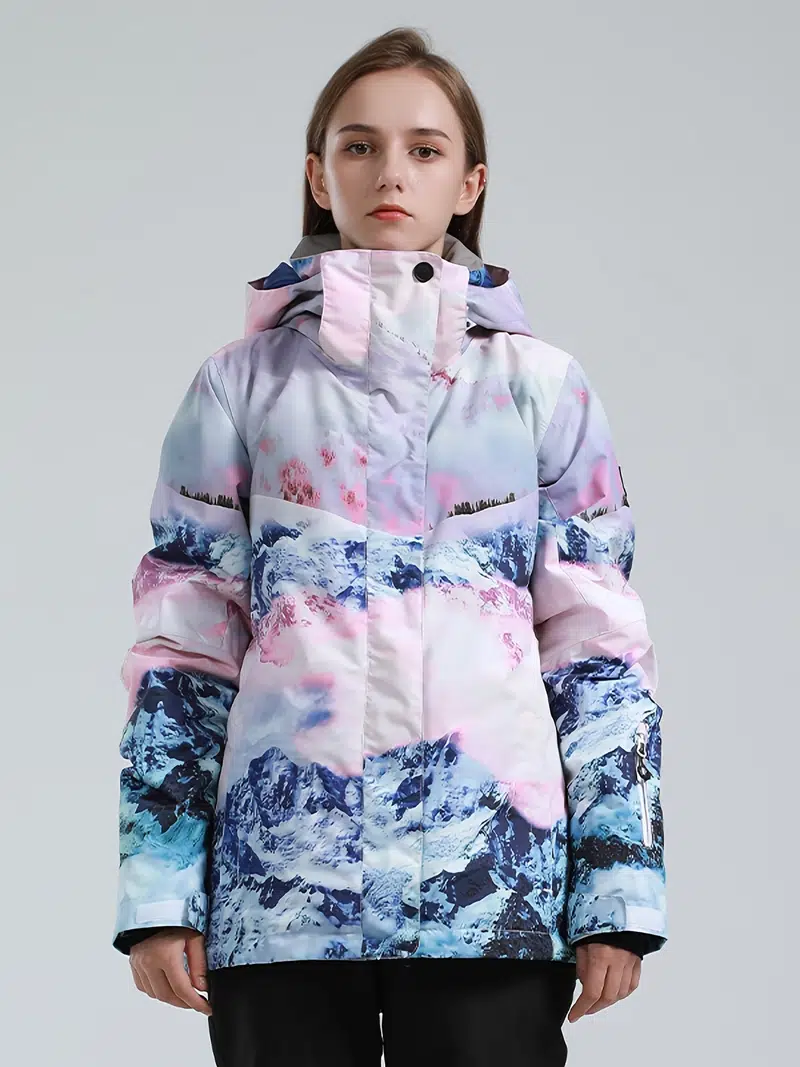 Women's Snowboard Jacket, Snow Peak Print Thermal Ski Jacket ...