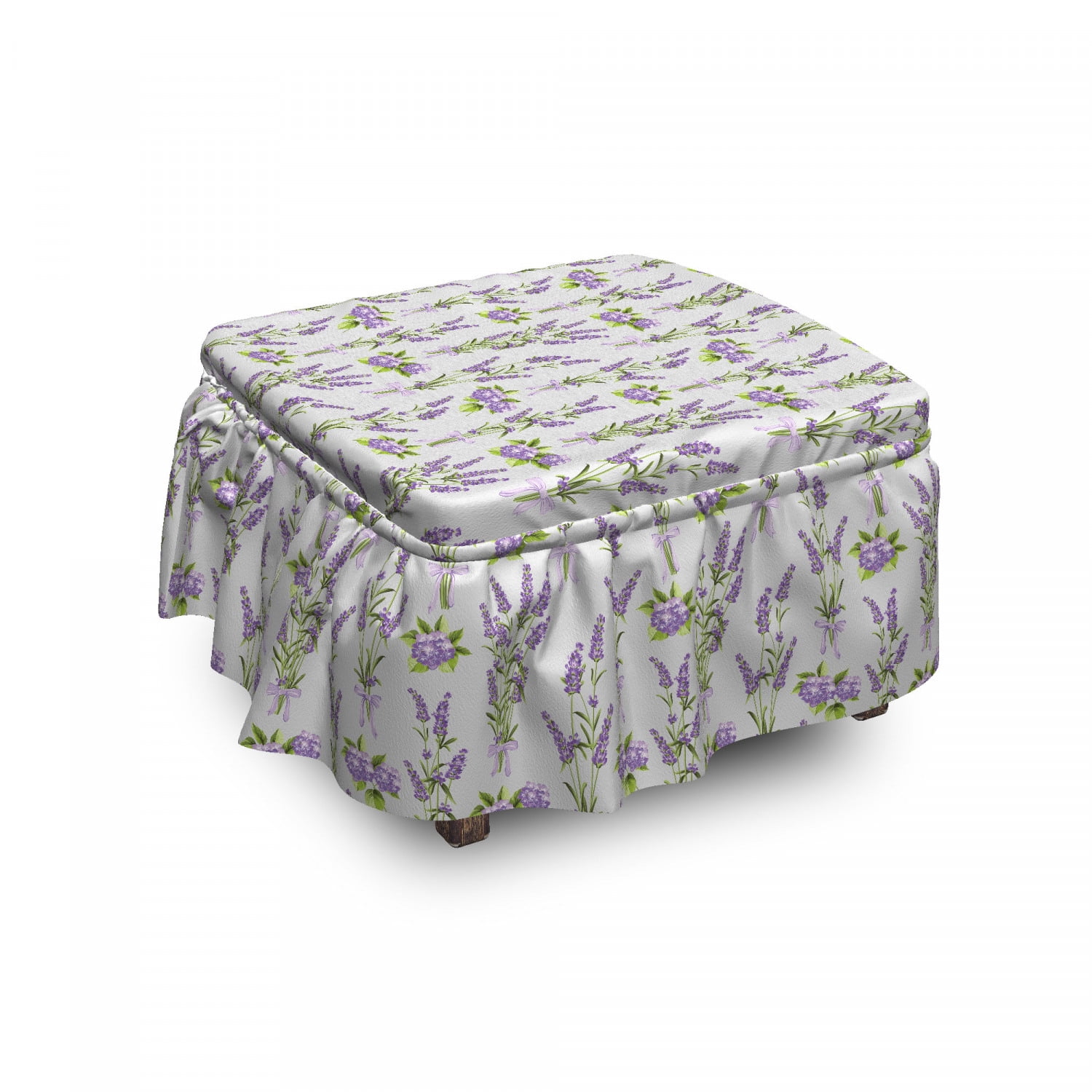Garden Art Ottoman Cover, Lavender Hydrangea Art, 2 Piece Slipcover Set ...