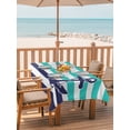 Blue Anchor Rectangle Outdoor Tablecloth with Umbrella Hole Costal ...