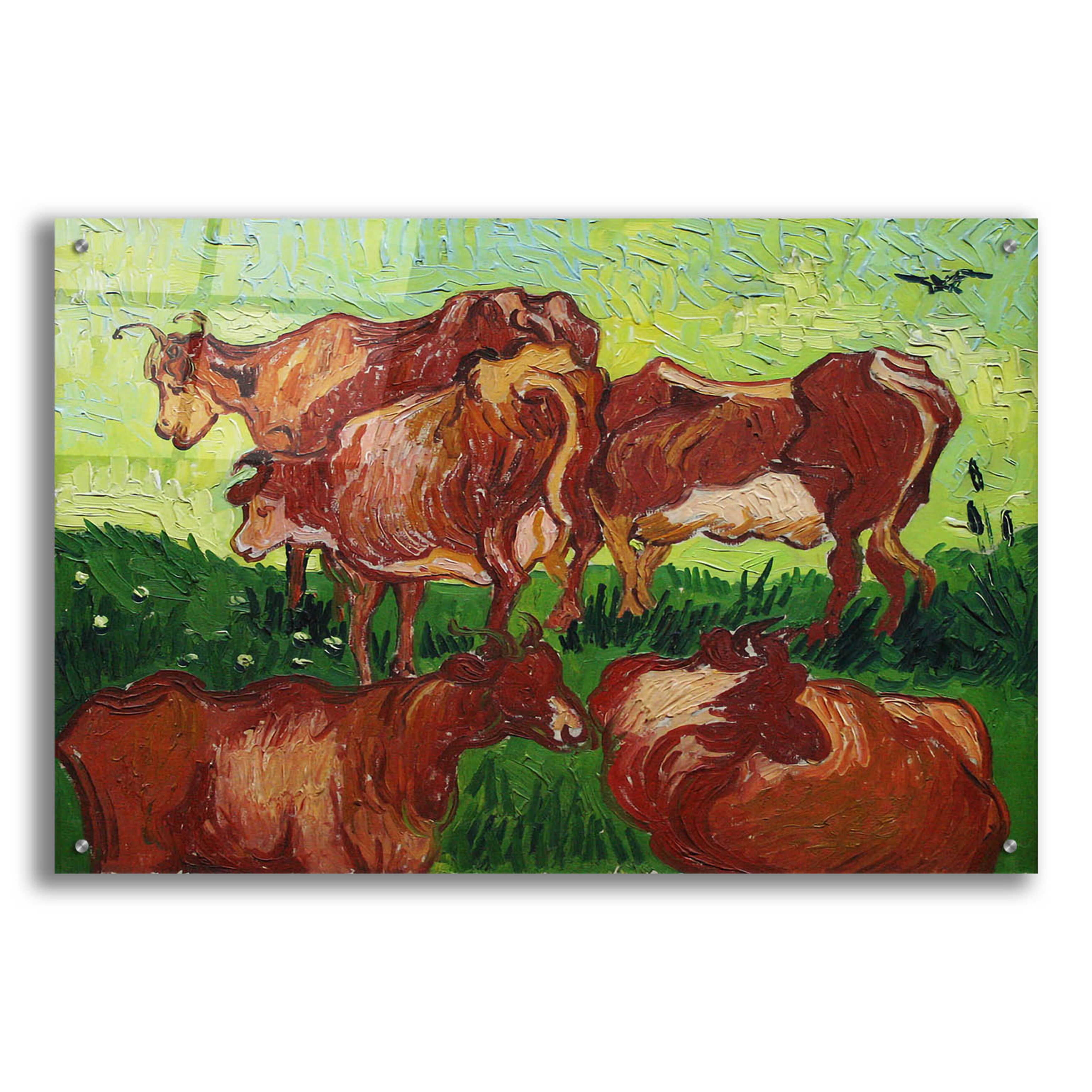 Epic Art 'Cows' by Vincent Van Gogh, Acrylic Glass Wall Art, 36"x24 ...