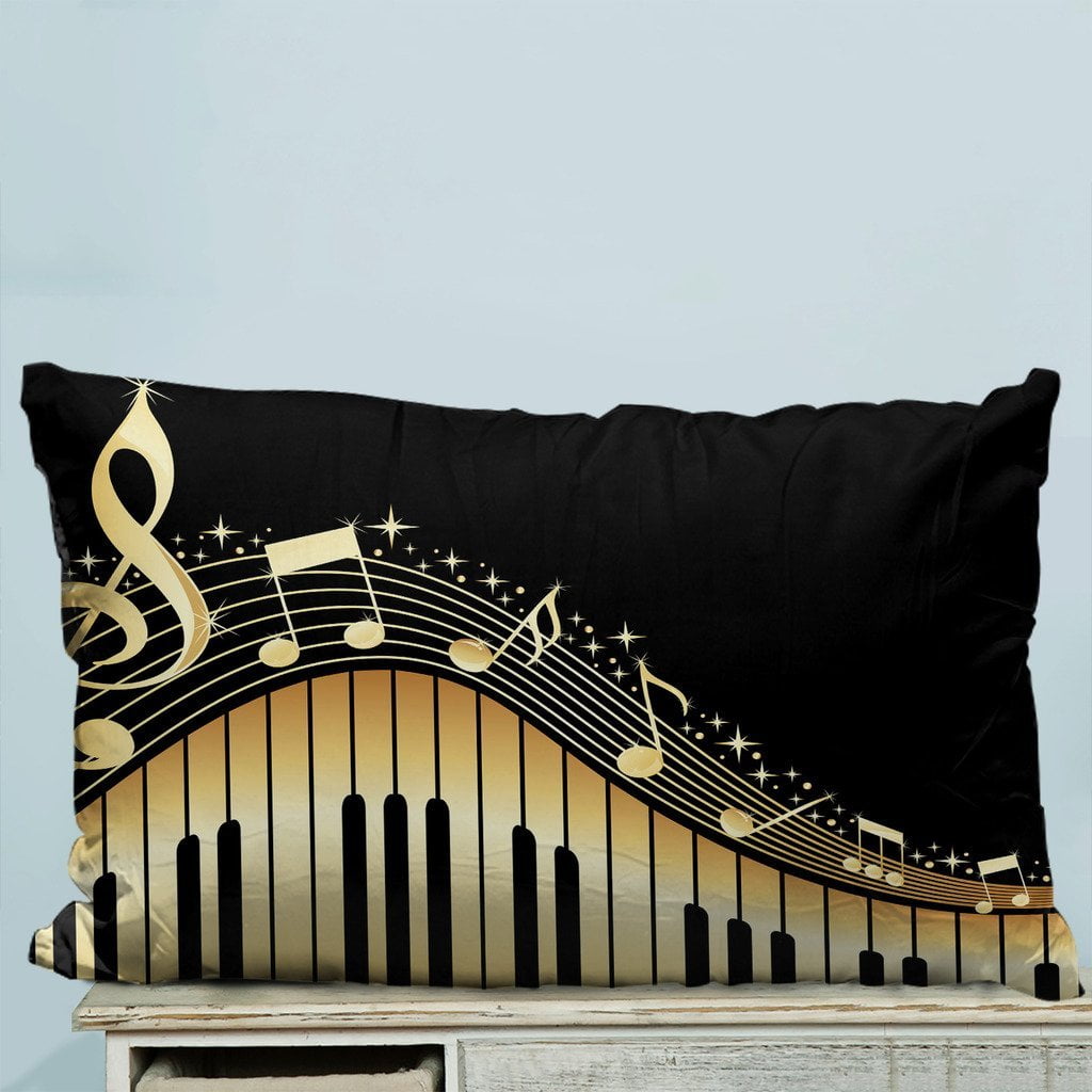 GCKG Musical Notes With Piano Pillow Case Pillow Cover Pillow Protector ...