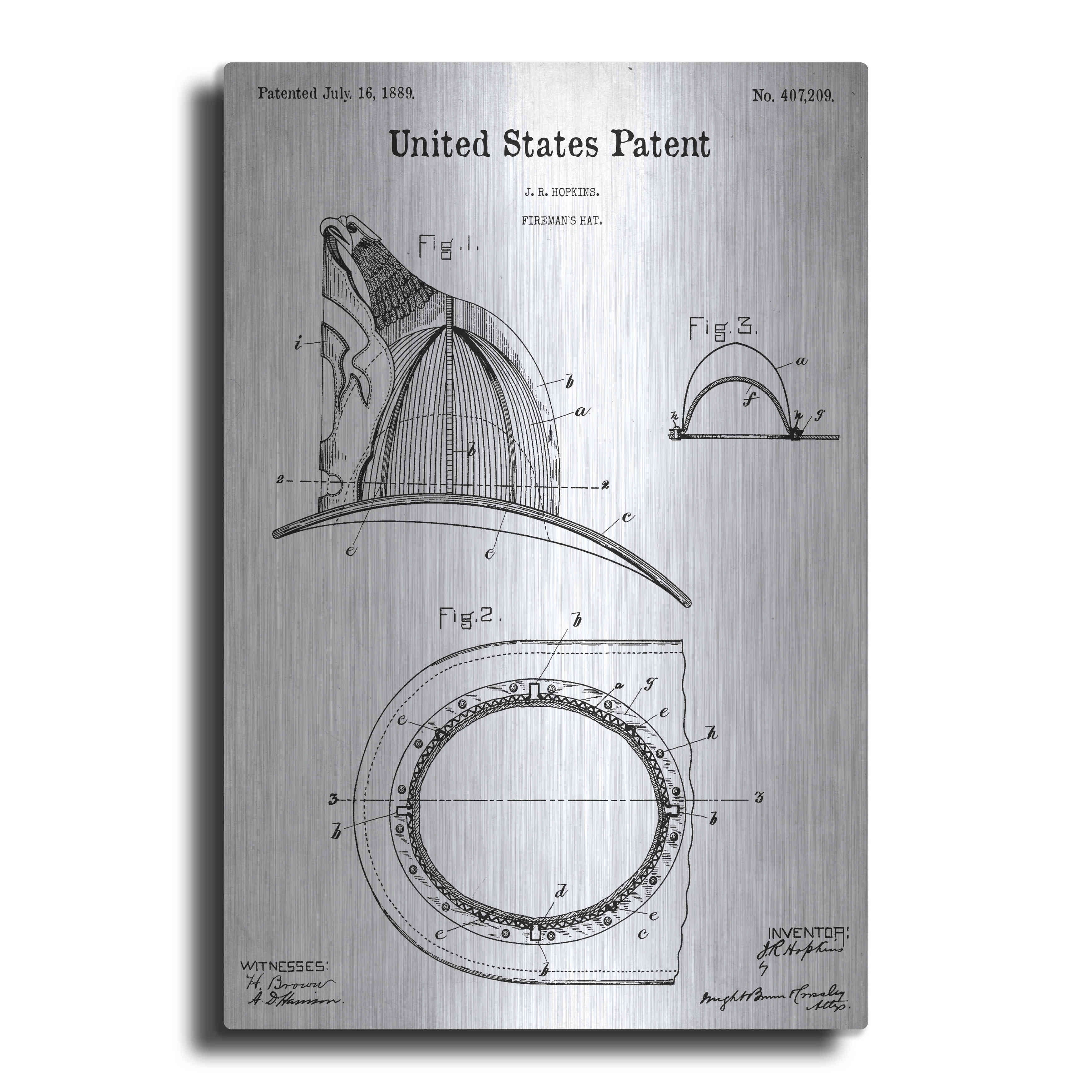 Luxe Metal Art 'Fireman's Hat Blueprint Patent White' Acrylic Glass ...