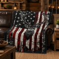 Deer Head American Flag Fleece Blanket – Cozy Throw for Hunters, Home ...