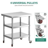 Dextrus 30"X24" Stainless Steel Rolling Table with 3 Shelves for ...