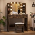 Desk with Mirror and Lights, Makeup with 10 Bulbs and 3 Color Modes ...