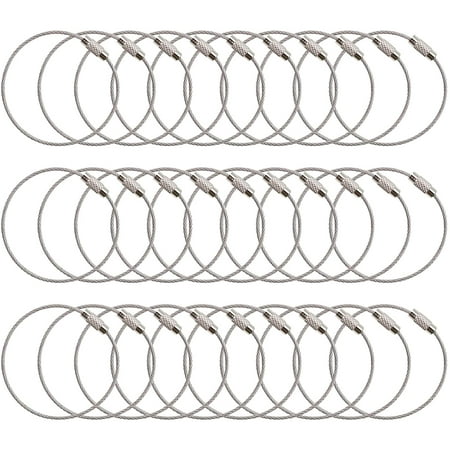 30 Pieces Wire Keychain Cable 6 inch Stainless Steel Key Ring Loop ...