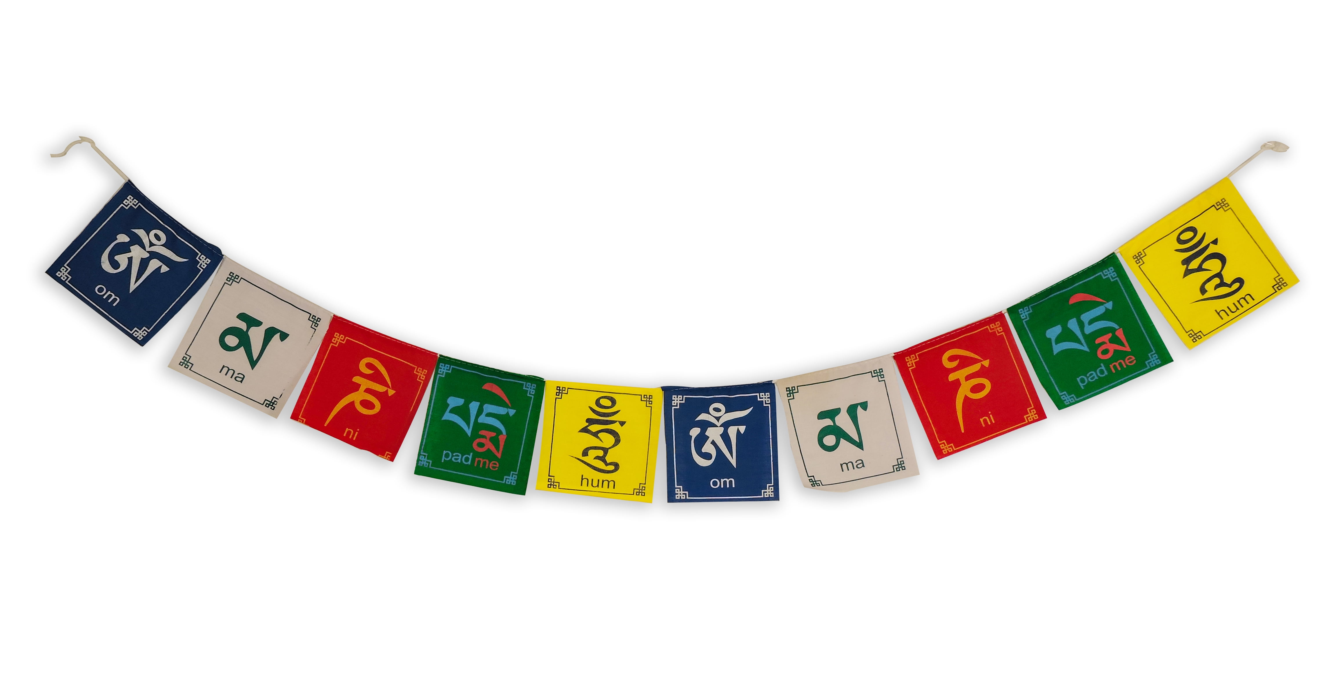 Buddha of Compassion Tibetan Prayer Flags Om Mani Padme Hum Set of 10 ...