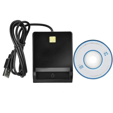 SIM/ATM/IC/ID Bank Card Smart Card Reader USB Adapter Black | Walmart ...