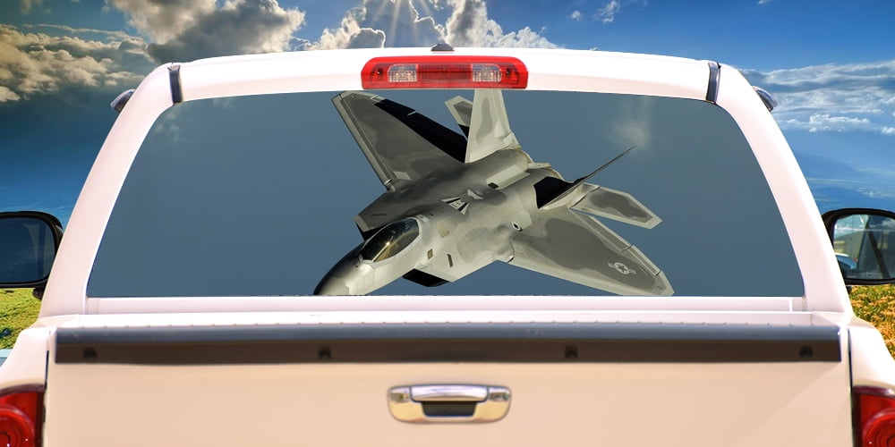 FIGHTER JET Rear Window Graphic truck view thru vinyl decal back ...