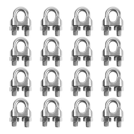 16pcs Cable Clamps Wire Rope Clamp 3mm, U Bolt Cable Clip Cable Ties ...