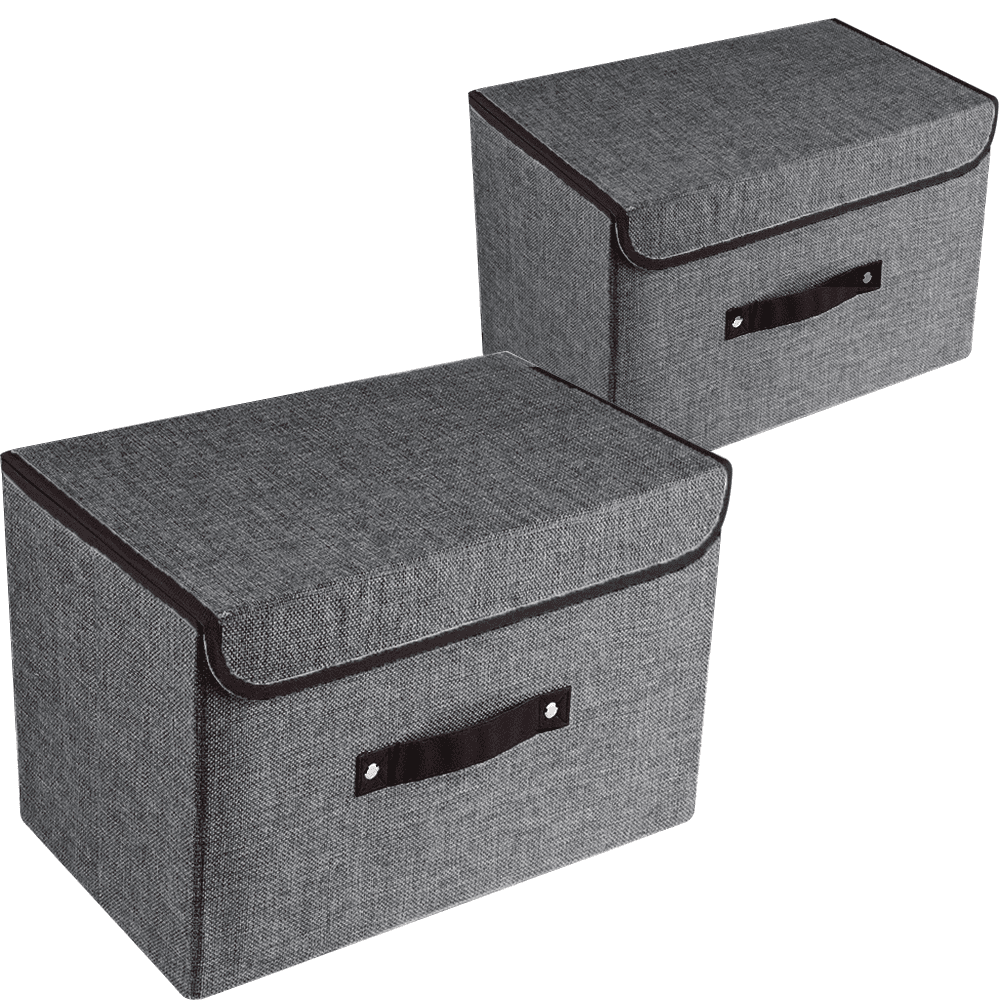Gisneze 2-piece Set Large Storage Boxes with Lids and Handles ...