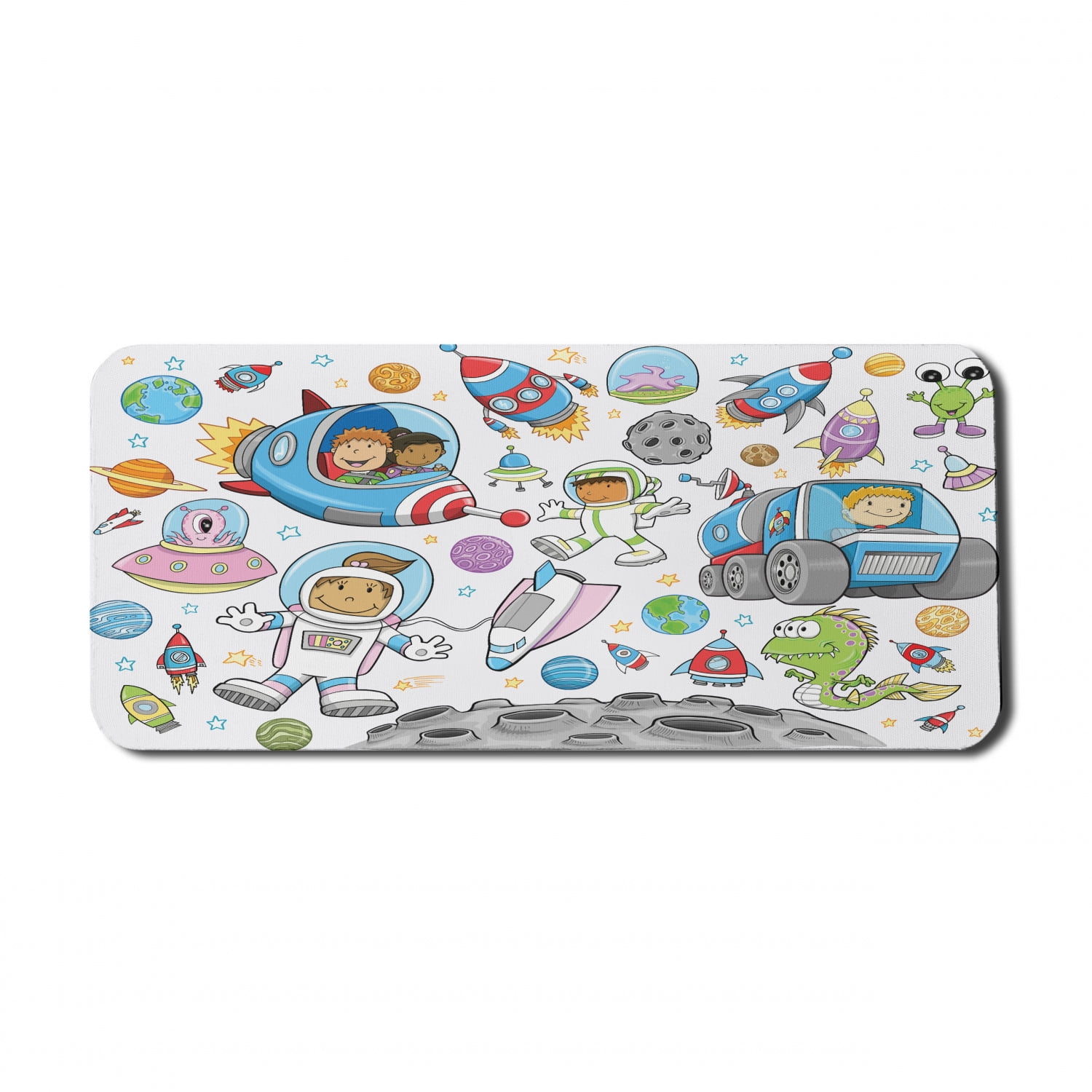 Outer Space Computer Mouse Pad, Deep Space Astronaut Girl Boy Aliens ...