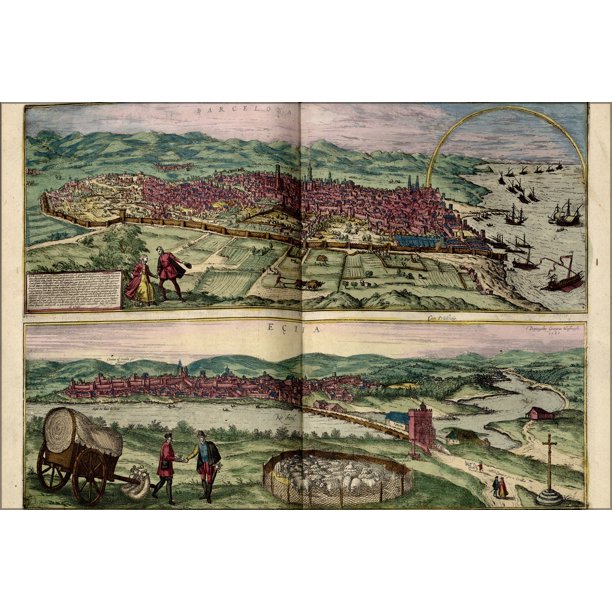 24"x36" Gallery Poster, map of barcelona 1567 - Walmart.com