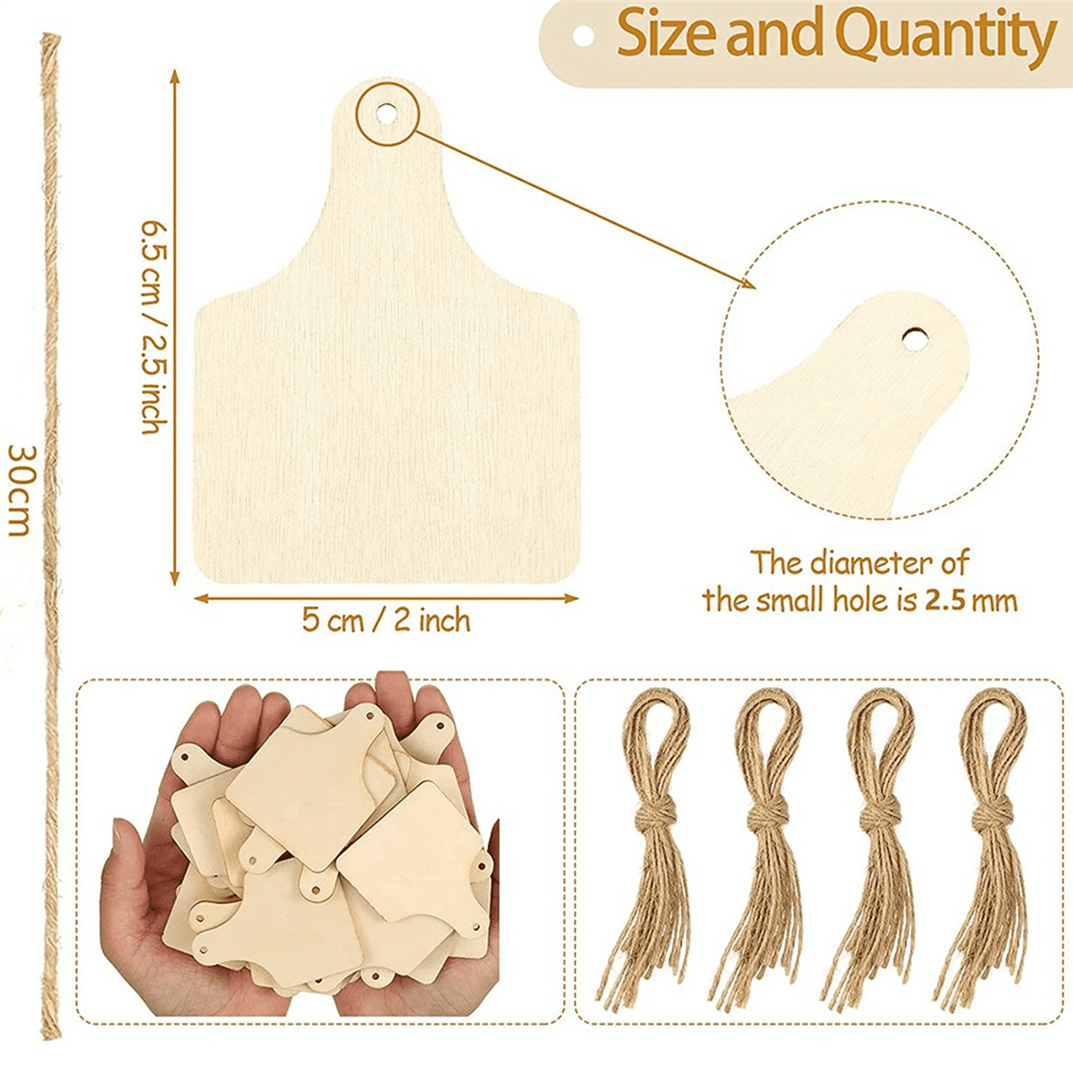 240 Pieces Wooden Cow Ear Tags Unfinished Wood Hanging Cow Tags with ...