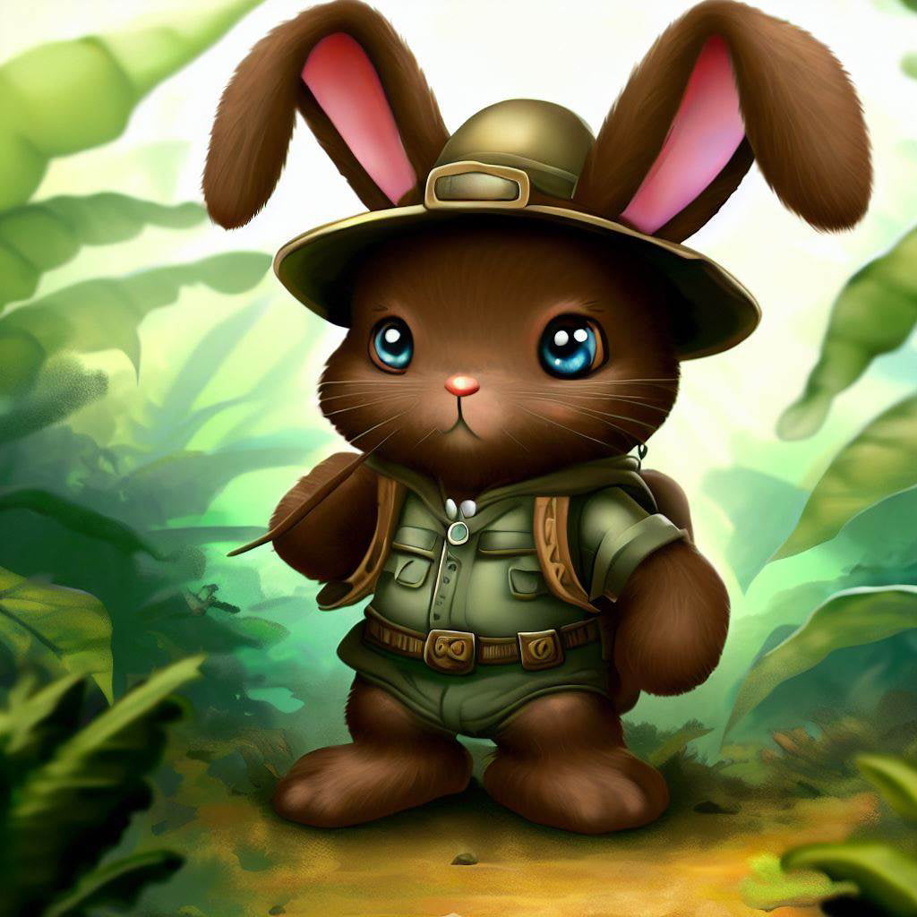Brown Rabbit Dressed as Indiana Jones I - 12" x 12" Art Print Wall ...