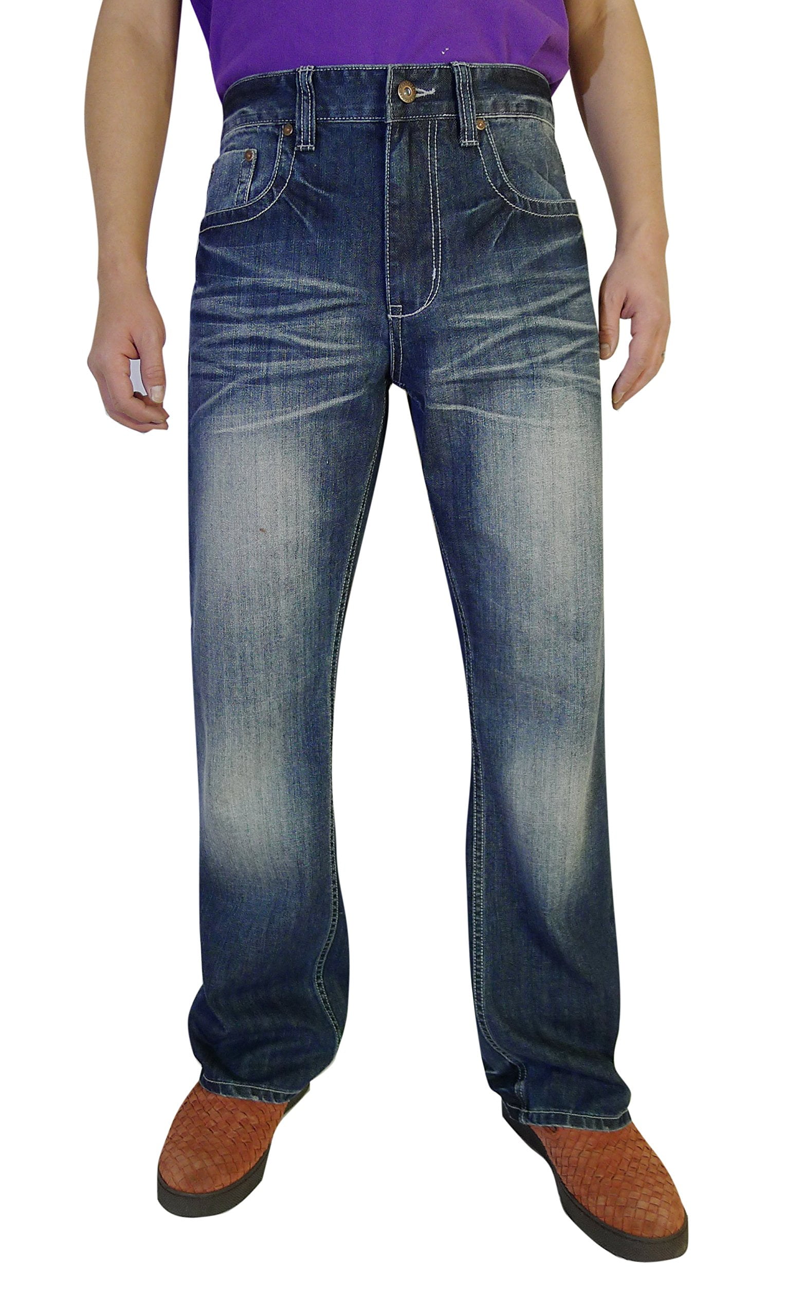 Flypaper Men's Bootcut Fit Fashion Denim Jeans Medium Blue Sandblasted ...