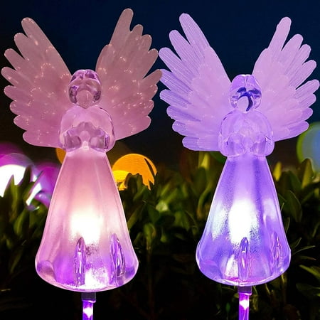 Solar Powered Angel Lights Outdoor, 2 PC Angel Solar Lights Outdoor ...