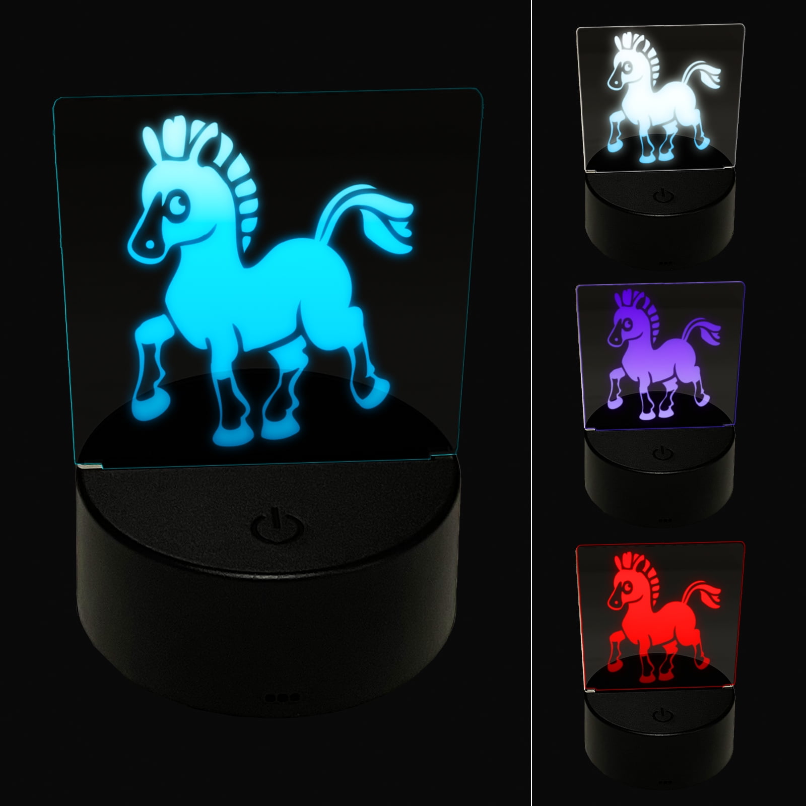 Prancing Pony Horse Mule LED Night Light Sign 3D Illusion Desk ...
