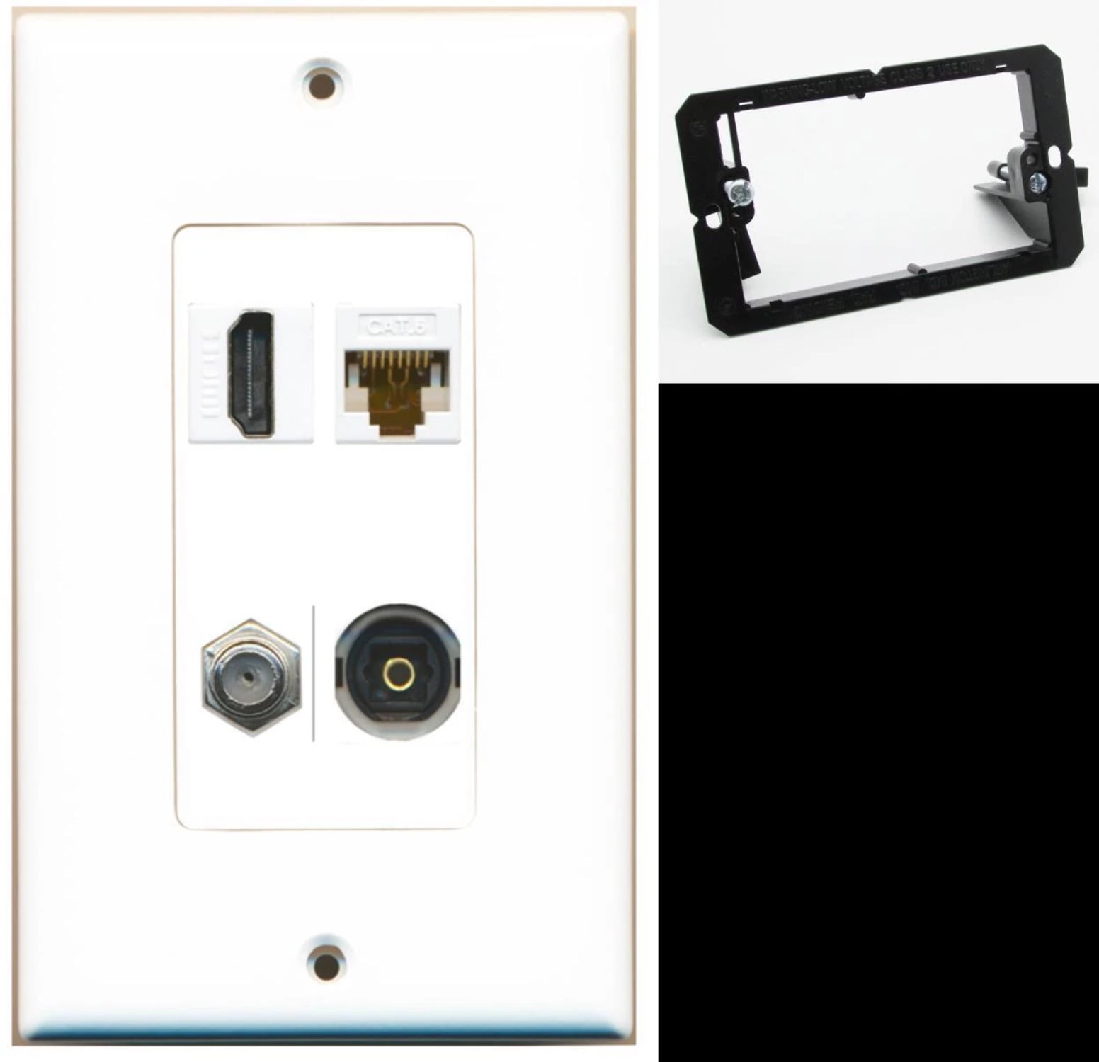 Ultra Spec Cables 1 Port HDMI Coax Cat6 Toslink Wall Plate w/Mounting ...