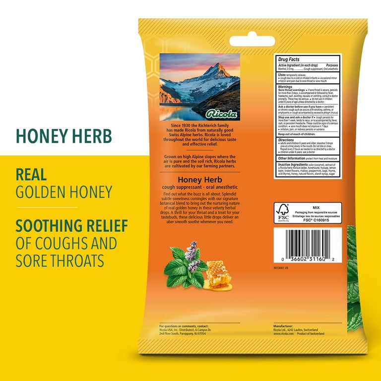 Ricola Cough Drops Honey Herb Shop Cough Cold Flu At H E B 49 Off