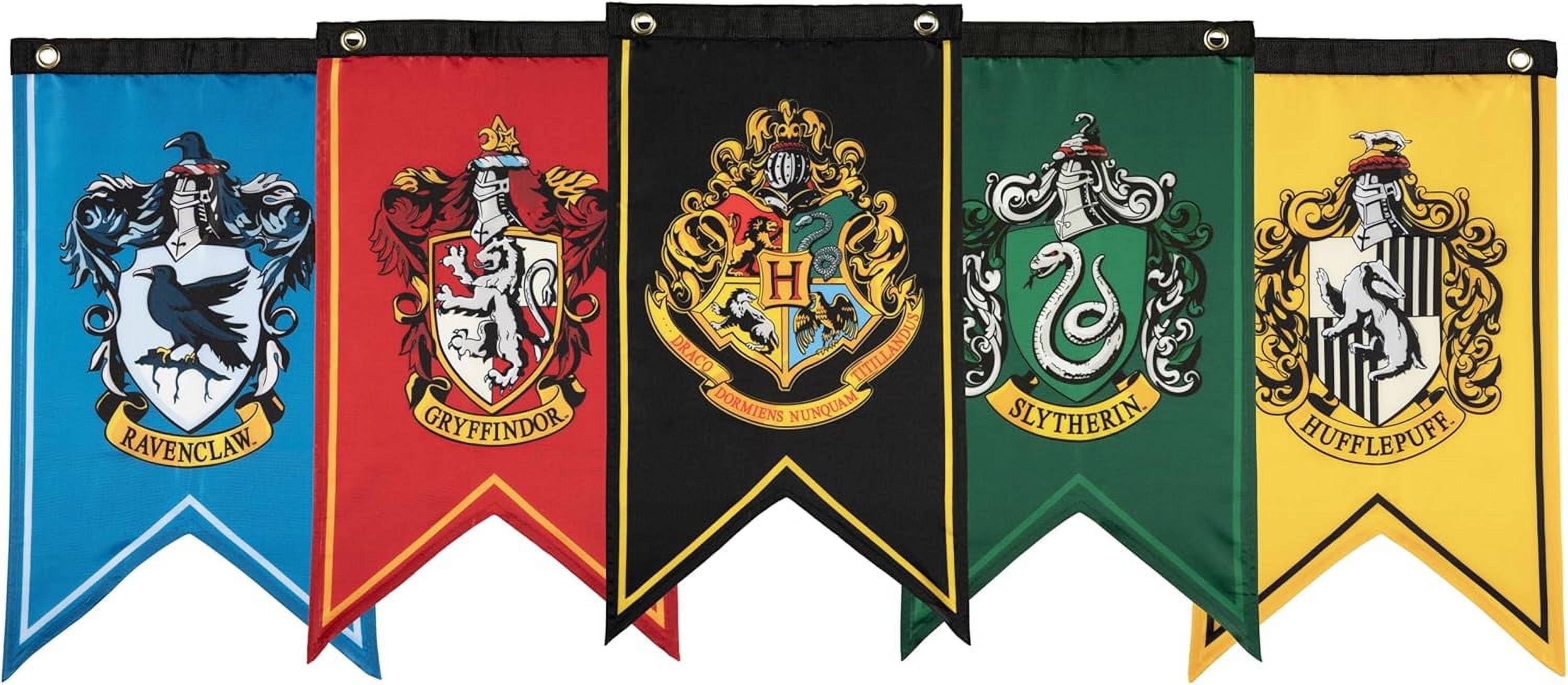 Harry Potter Wizarding House Banner Flag Set, 12'' x 20'' Polyester ...