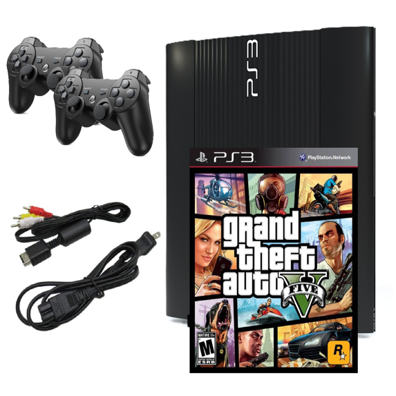 Restored Sony Playstation 3 PS3 Console Super Slim 250GB Black with GTA ...