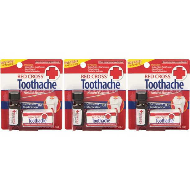 3 Pack - Red Cross Toothache Complete Medication Kit 0.12oz Each ...