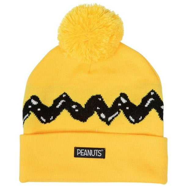 Peanuts Charlie Brown Stripe Pom Cuff Knit Beanie - Walmart.com
