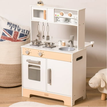 Costway 2 in 1 Kids Toddler Wood Play Kitchen & Restaurant Double Sided ...