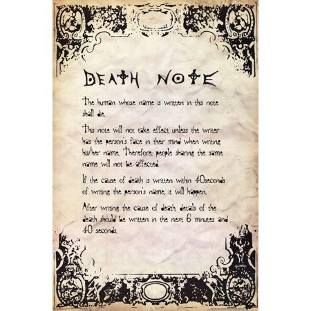Deathnote - Rules Poster - 24x36 - Walmart.com