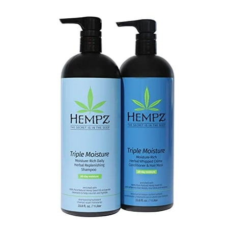 Hempz Triple Moisture Herbal Shampoo & Conditioner Liters, Grapefruit ...