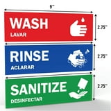 Assured Signs Wash Rinse Sanitize Stickers for 3 Compartment Sink ...