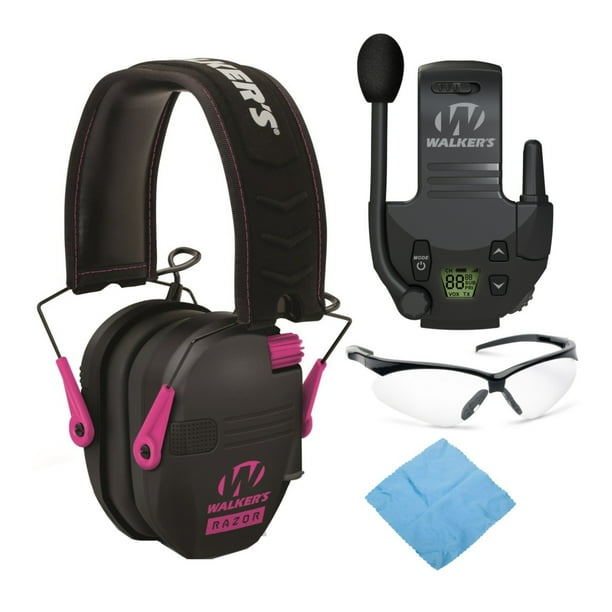 Walkers Razor Slim Electronic Muff (Black/Pink) with Walkie-Talkie ...